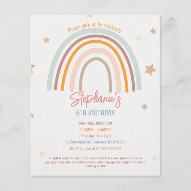Buget Rainbow Fiver Party Birthday Invitation Flyer | Zazzle