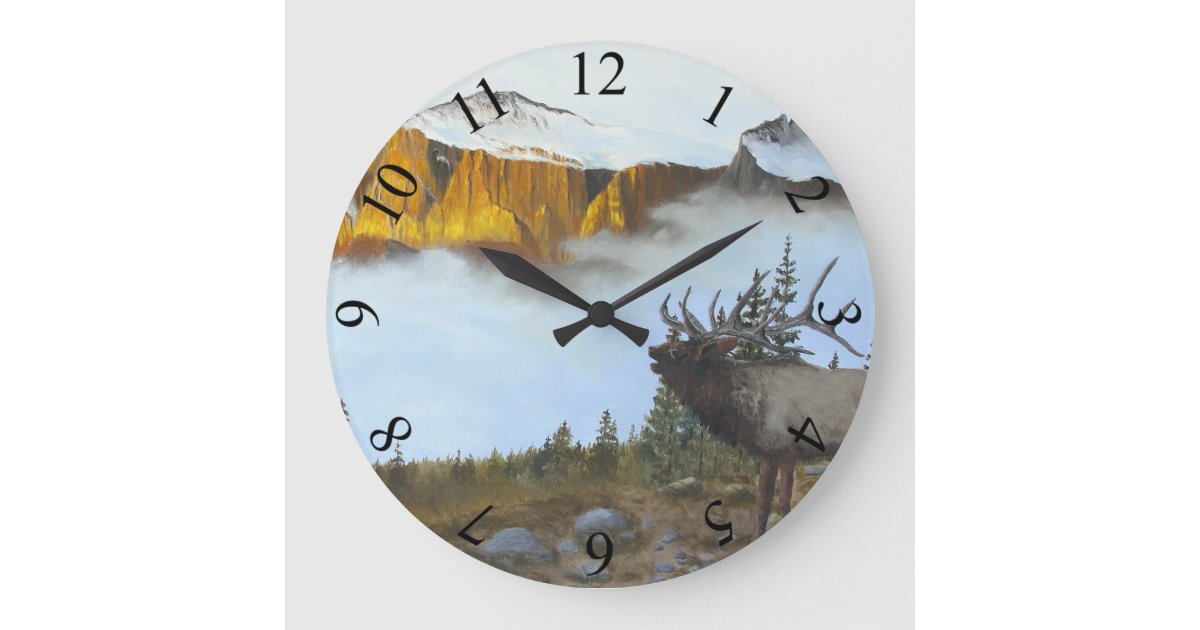 Bugling Elk Large Clock | Zazzle