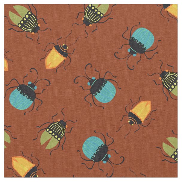 Beetles and Bugs Fabric | Zazzle