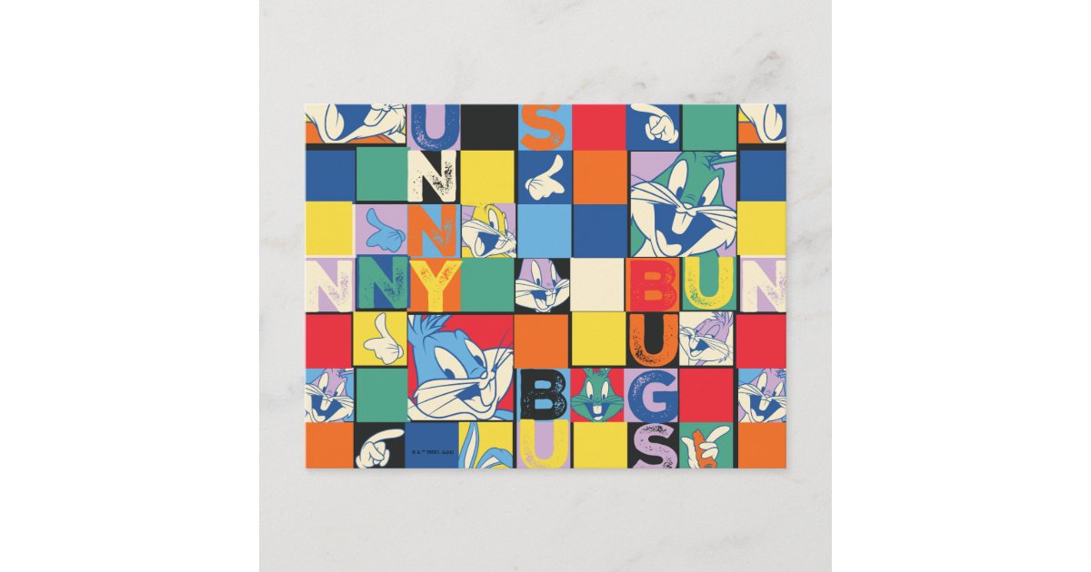 BUGS BUNNY™ Colorful Name and Face Checker Postcard | Zazzle