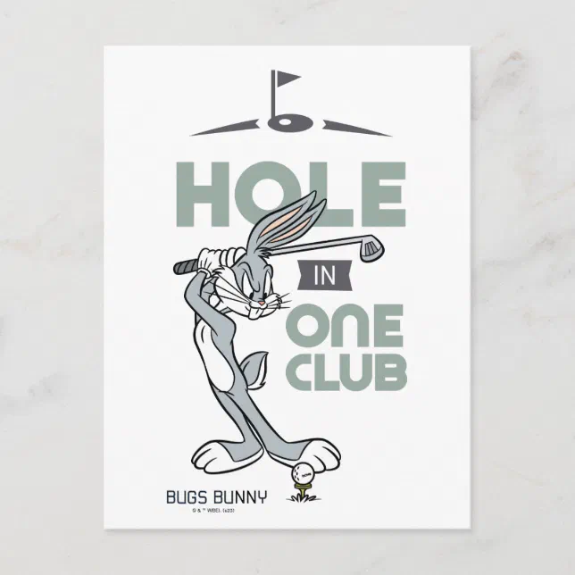 BUGS BUNNY™ Golfing - Hole in One Club Postcard | Zazzle