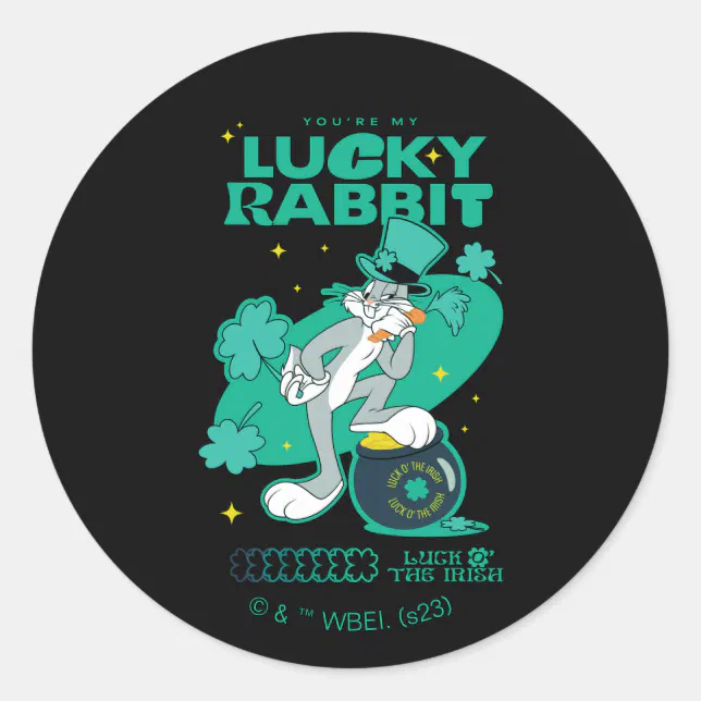 BUGS BUNNY™ Lucky Rabbit Classic Round Sticker | Zazzle