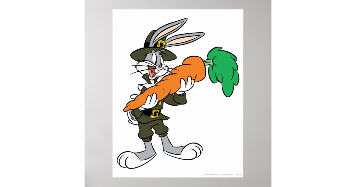 BUGS BUNNY™ Pilgrim Thanksgiving Carrot Poster | Zazzle