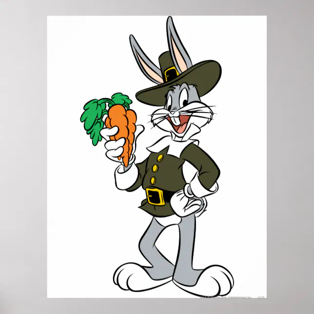 BUGS BUNNY™ Pilgrim Thanksgiving Poster | Zazzle