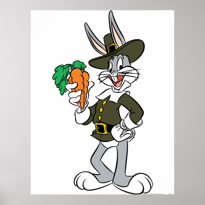 BUGS BUNNY™ Pilgrim Thanksgiving Poster | Zazzle.com