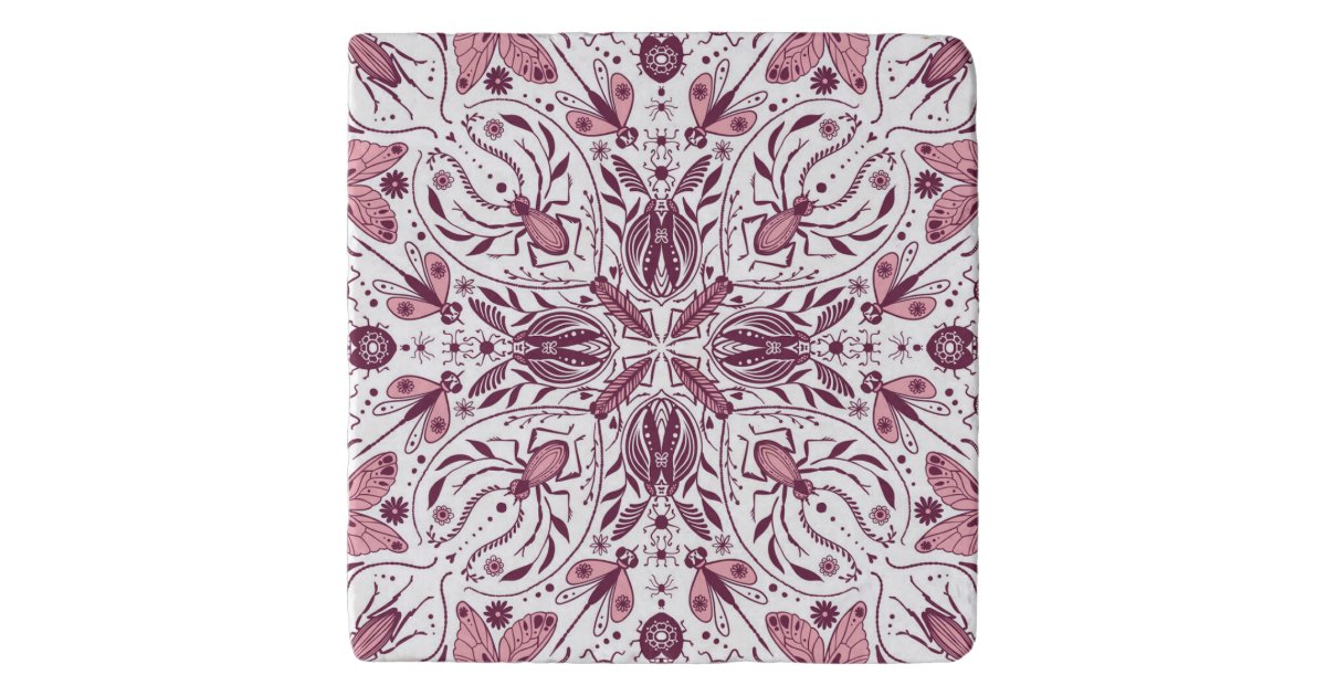 Bugs, dark magenta and pink on white trivet | Zazzle