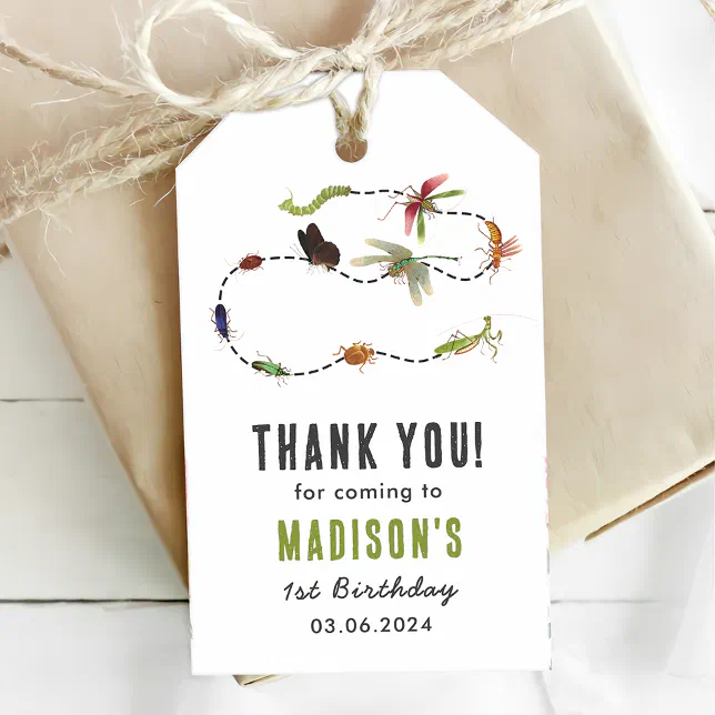 Bugs & Insects Vintage Birthday Party Gift Tags | Zazzle