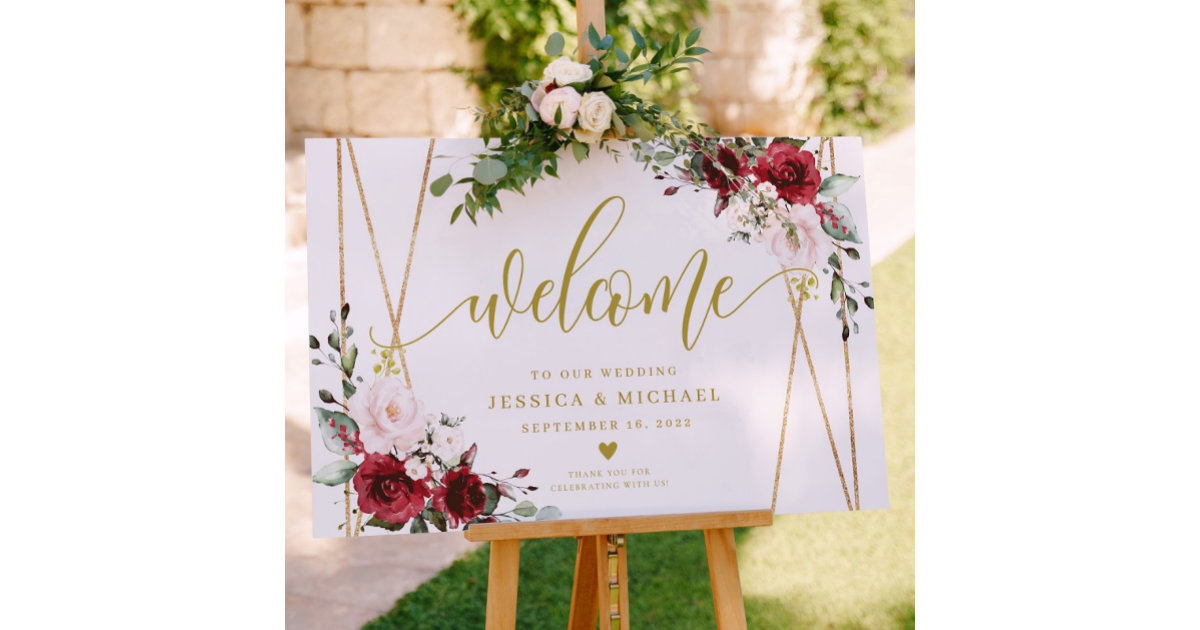 Bugundy Welcome Sign Foam Core Borad | Zazzle