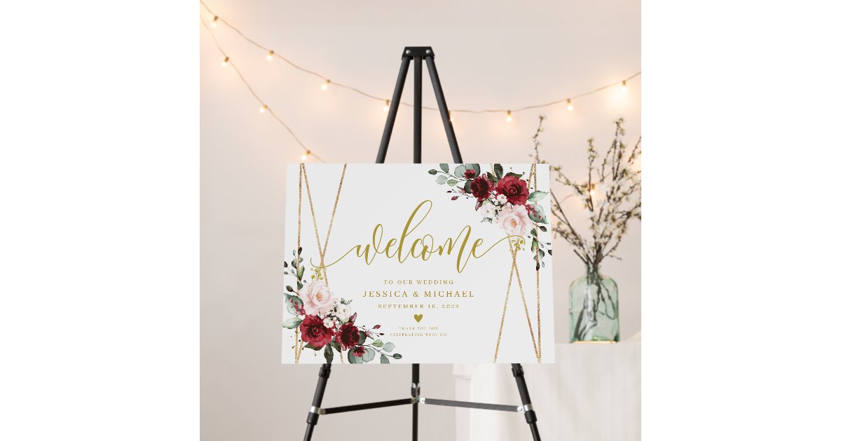 Bugundy Welcome Sign Foam Core Borad | Zazzle