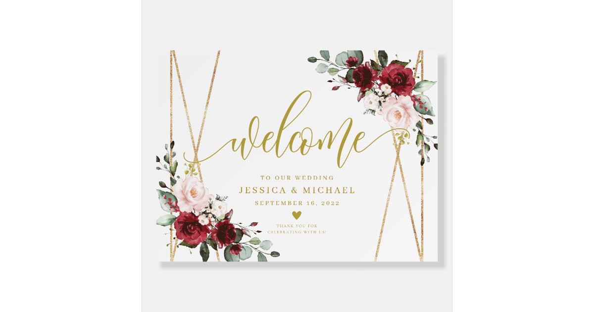 Bugundy Welcome Sign Foam Core Borad | Zazzle