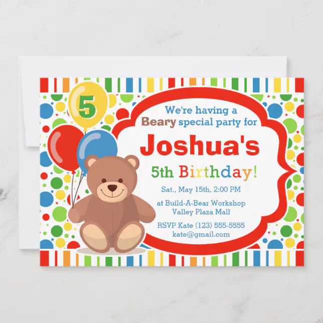 Build A Bear Boy's Birthday Party Invitation | Zazzle