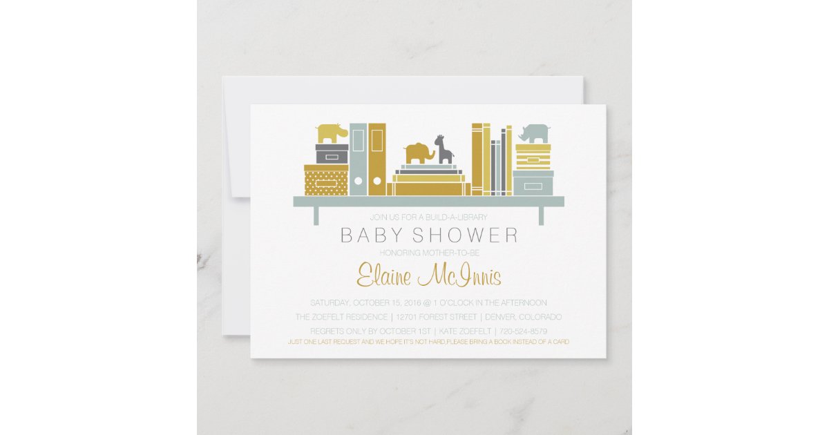 Build A Library Baby Shower Invitation | Zazzle