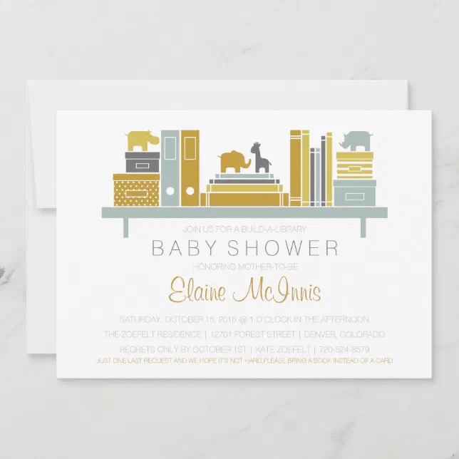 Build A Library Baby Shower Invitation | Zazzle