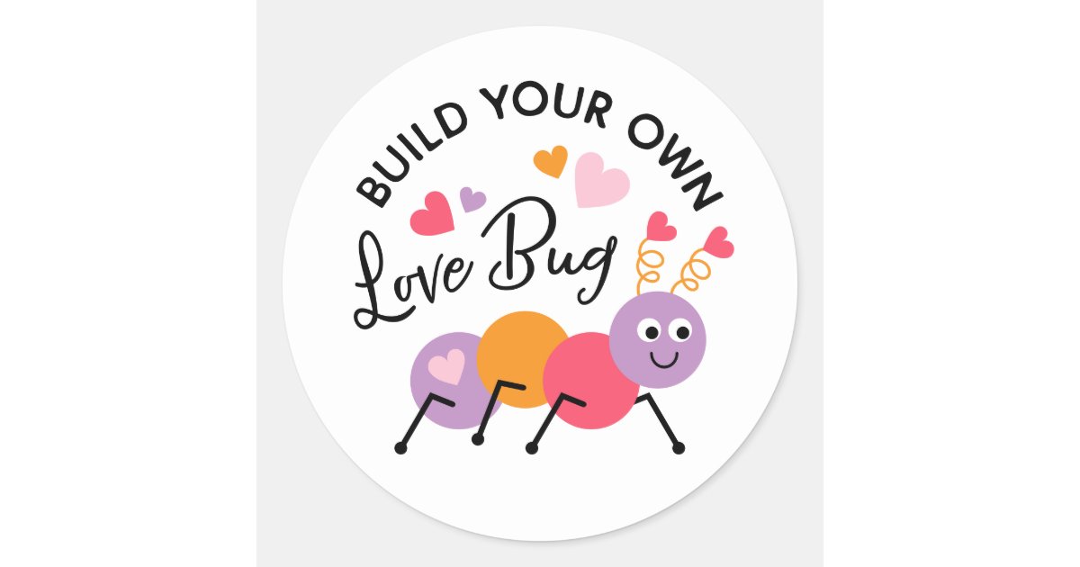 Build a Love Bug Playdough Valentine Label | Zazzle