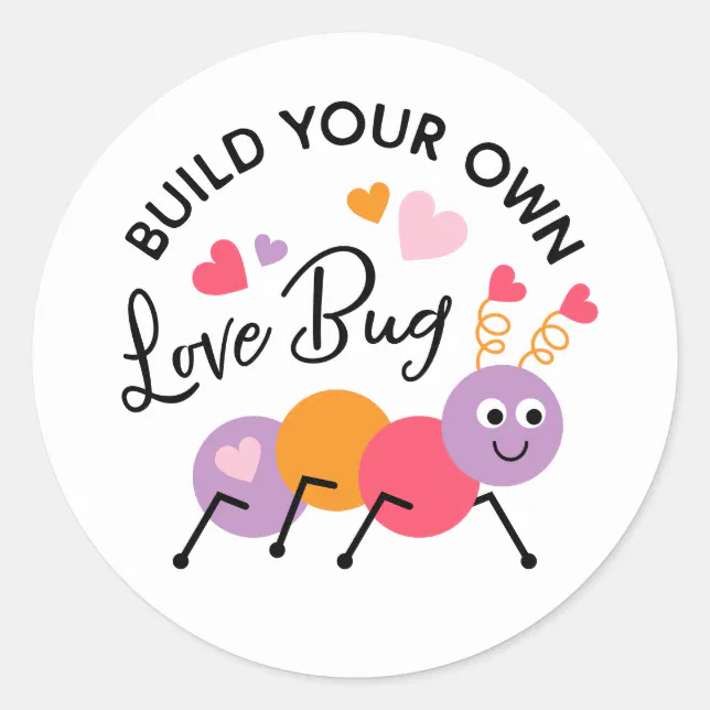 Build a Love Bug Playdough Valentine Label | Zazzle