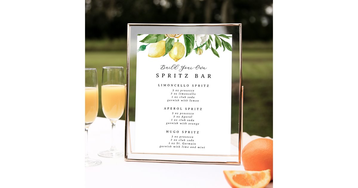 Build Your Own Spritz Bar Drink Station Sign | Zazzle