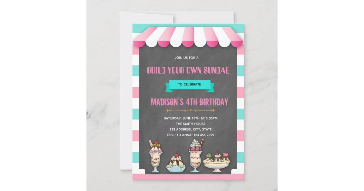 Build your own sundae party invitation | Zazzle