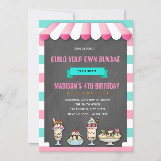 Build your own sundae party invitation | Zazzle