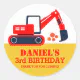 Builder Excavator Kids Birthday Party Stickers | Zazzle