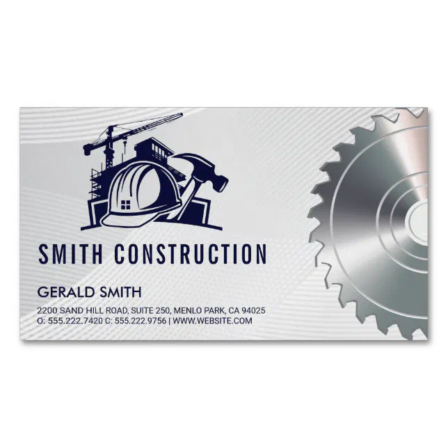 Builder Helmet Construction | Saw | Contractor Business Card Magnet ...