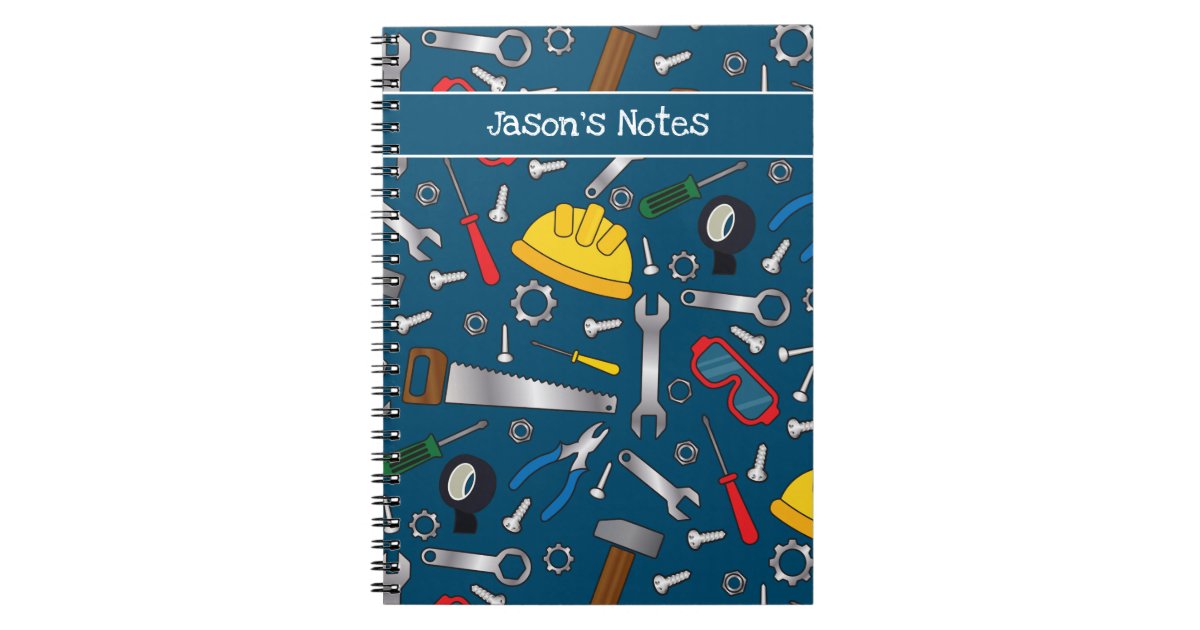 Builder various hand tools & gear notebook | Zazzle