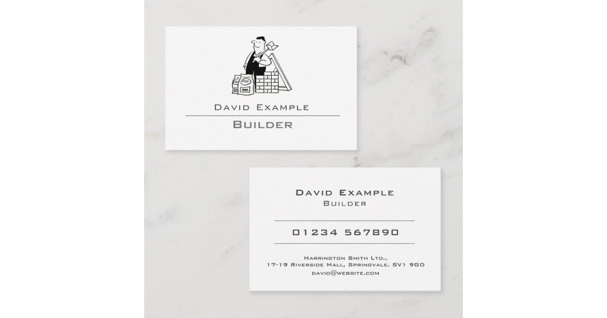 Builder with Illustration Business Card | Zazzle