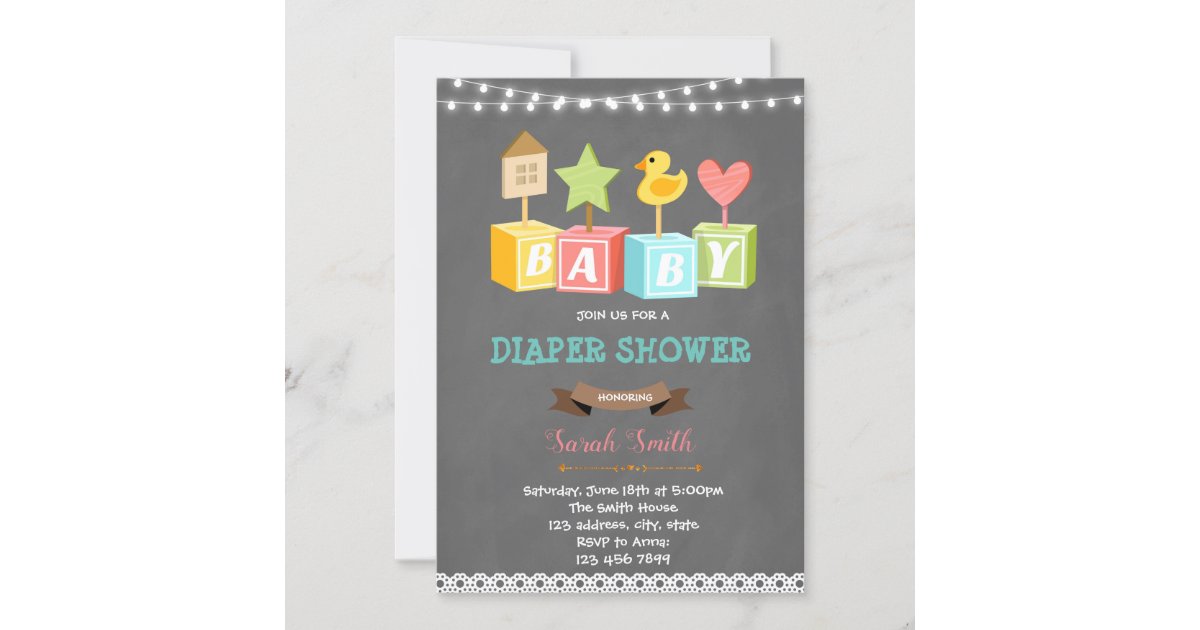 Building block baby shower invitation | Zazzle