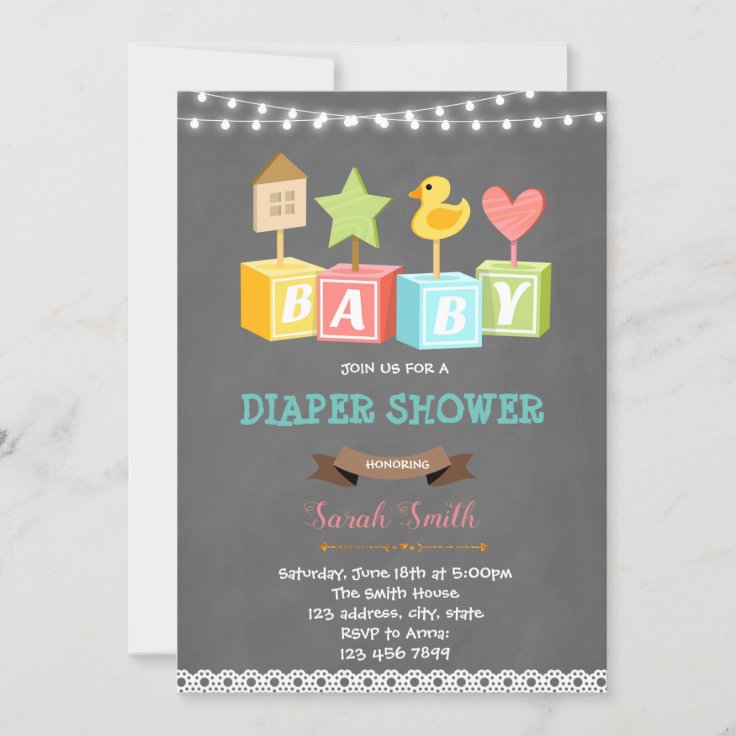 Building block baby shower invitation | Zazzle