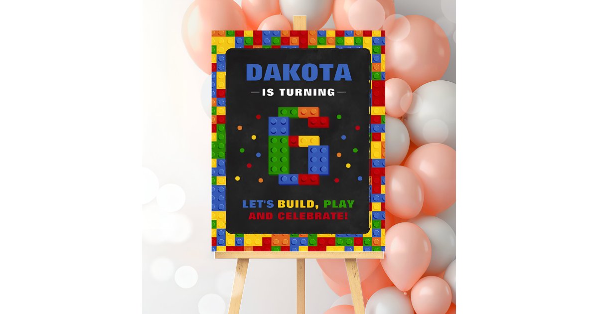Building Blocks 6th Birthday Party Welcome Sign | Zazzle