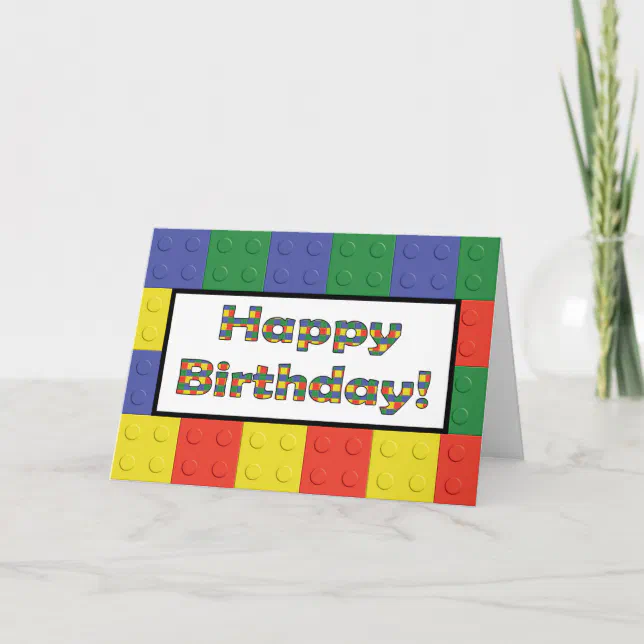 Building Blocks and Bricks Birthday Card | Zazzle