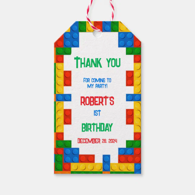 Building Blocks Birthday Gift Tags for Kids | Zazzle