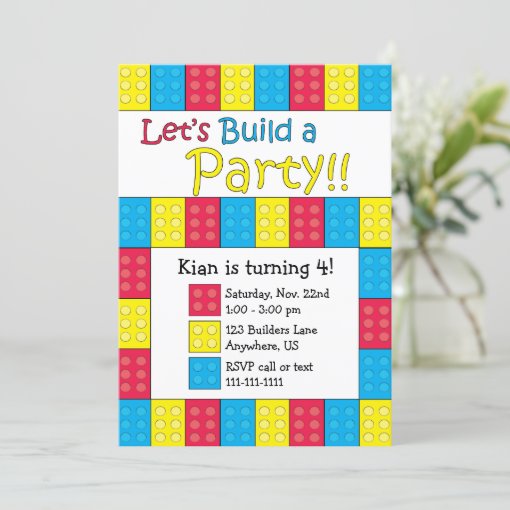 Building Blocks Birthday Invitation | Zazzle