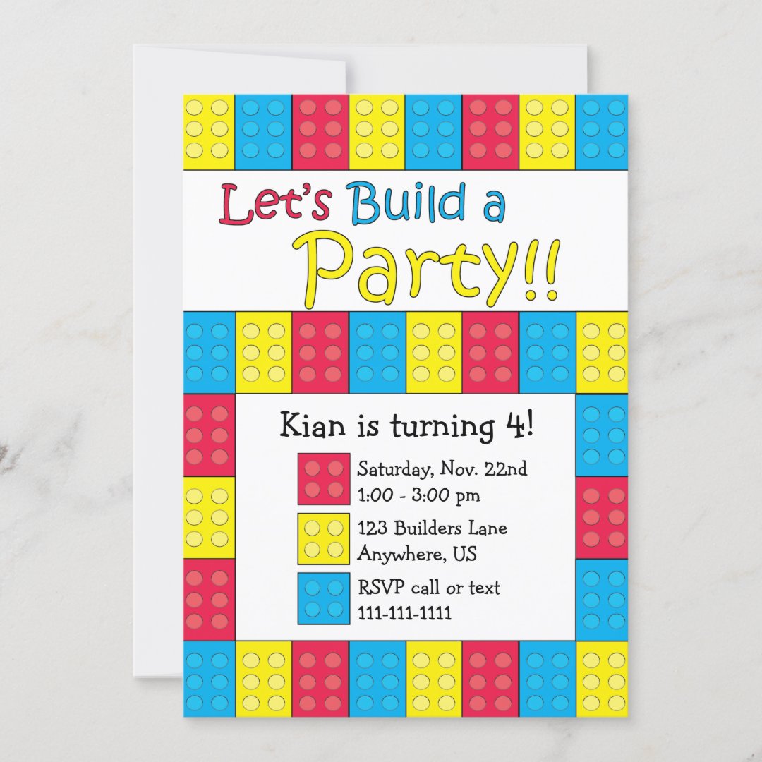 Building Blocks Birthday Invitation | Zazzle