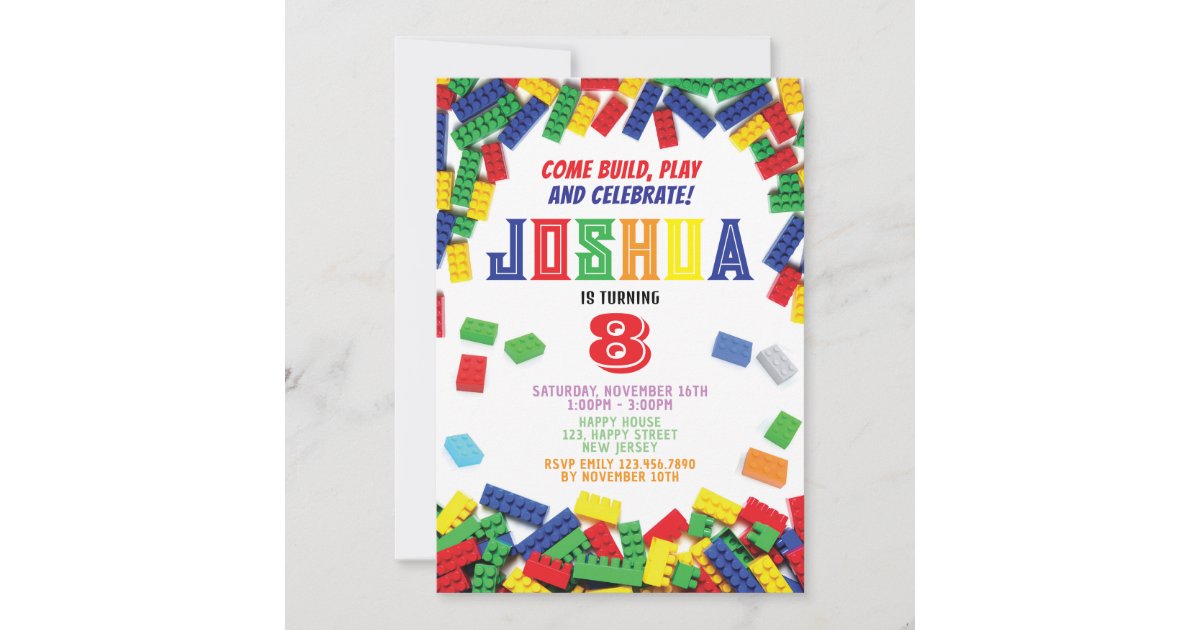 Building Blocks Birthday Invitation. Blocks Invite | Zazzle