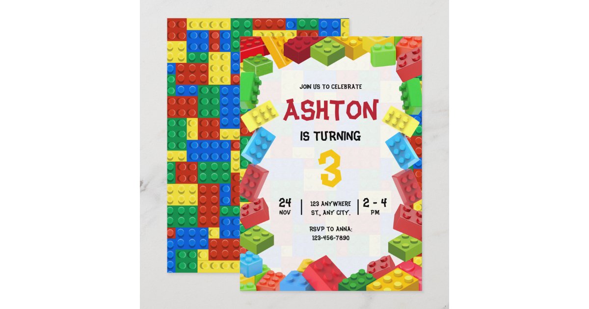 Building Blocks Birthday Invitation, Boys Birthday Invitation | Zazzle