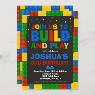 EDITABLE Building Block Invitation Building Blocks Birthday Party Let's ...