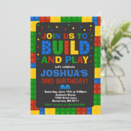 Building Blocks Birthday Invitation Bricks Party | Zazzle