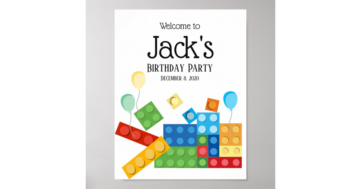 building blocks, block, toy brick welcome sign | Zazzle