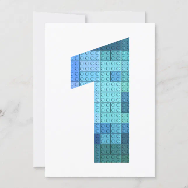 Building Blocks Blue Number One First Birthday Invitation | Zazzle