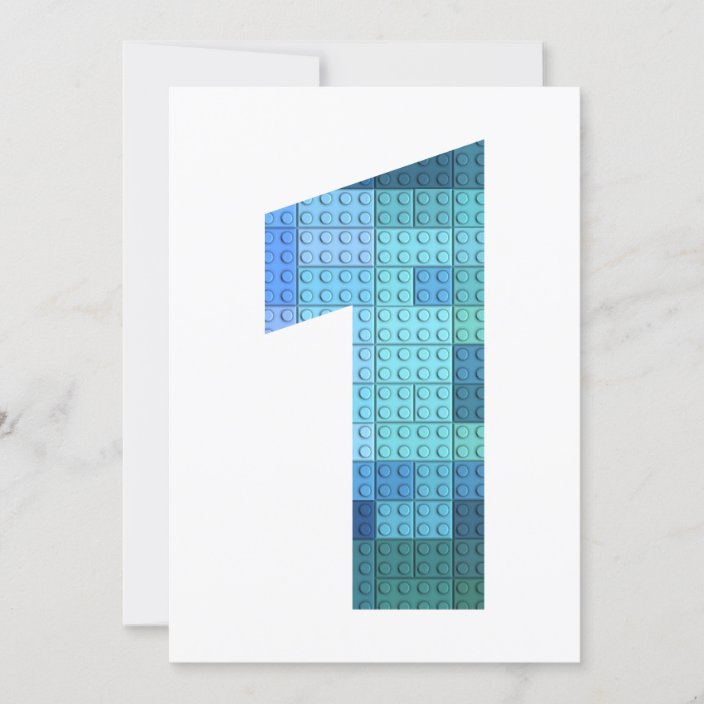 Building Blocks Blue Number One First Birthday Invitation | Zazzle.com