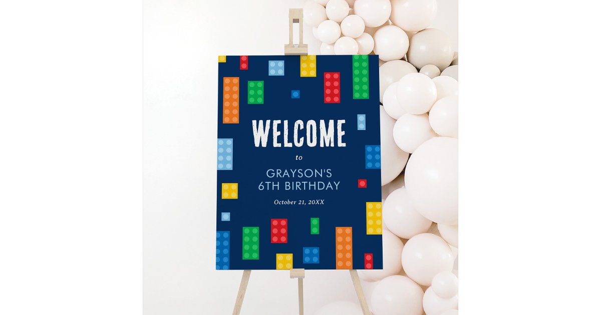 Building Blocks Boy Birthday Welcome Sign | Zazzle