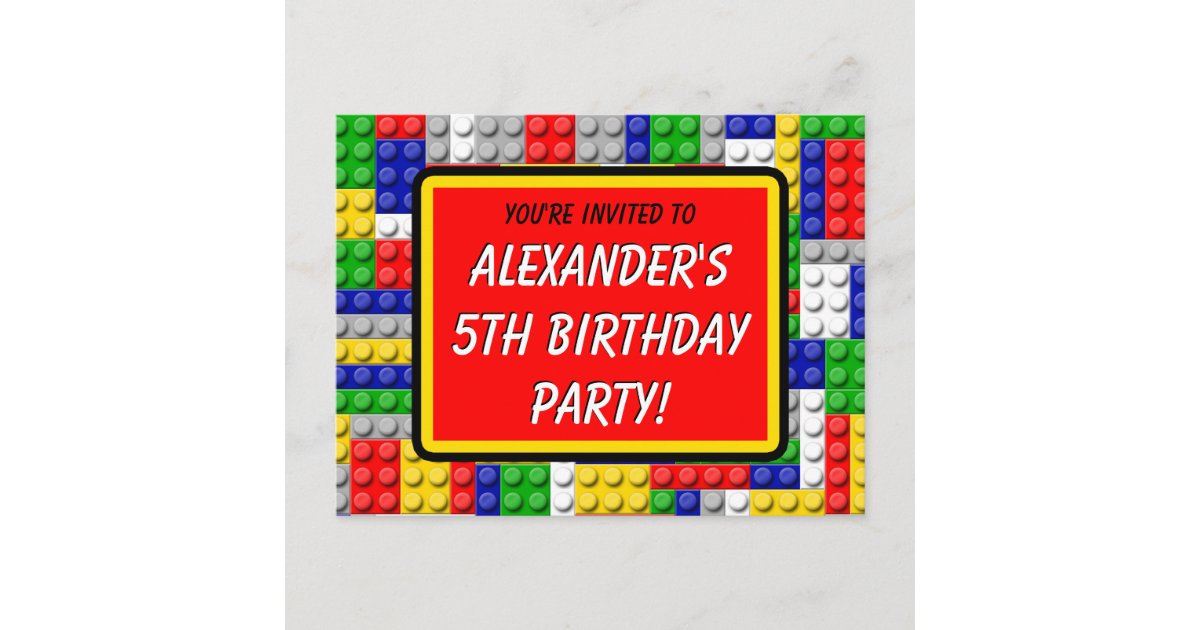Building Blocks Boy's Birthday Party Invitation | Zazzle