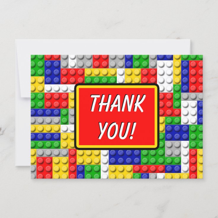 Building Blocks Boys Birthday Party Thank You Note | Zazzle