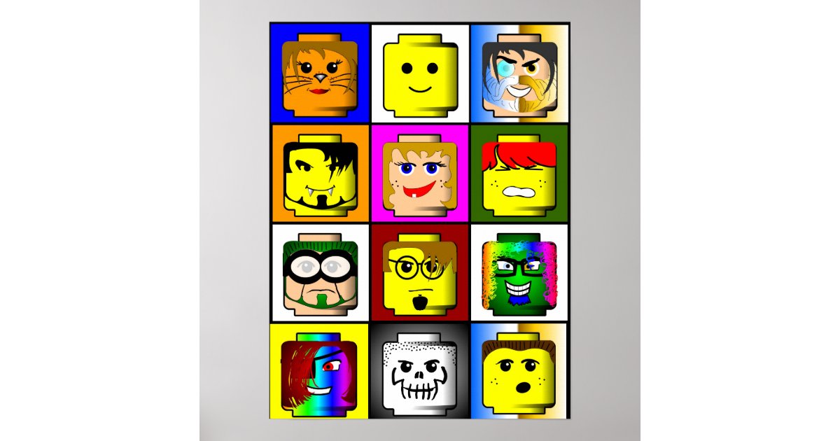 Building Blocks Heads poster | Zazzle
