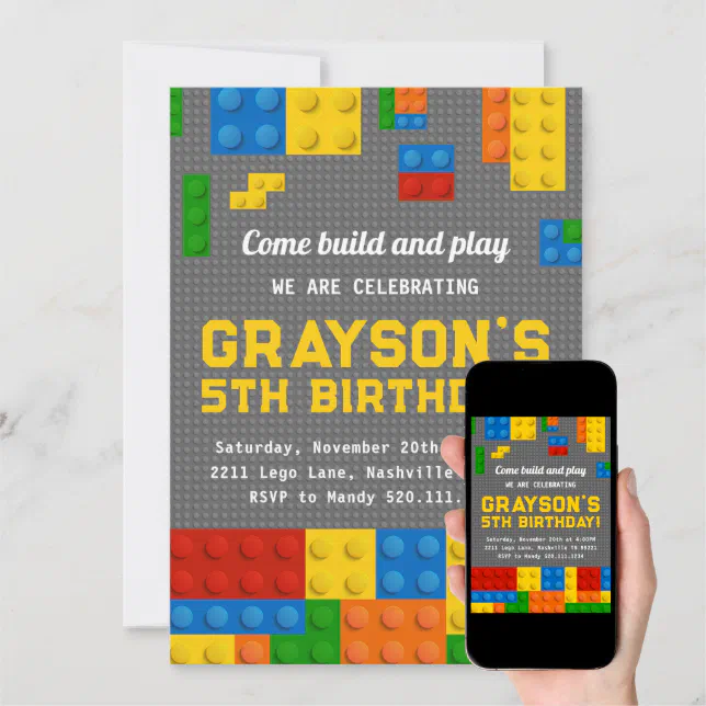 Building Blocks Invitation, Blocks Birthday Party Invitation | Zazzle