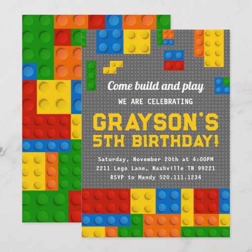 Building Blocks Invitation, Blocks Birthday Party Invitation | Zazzle