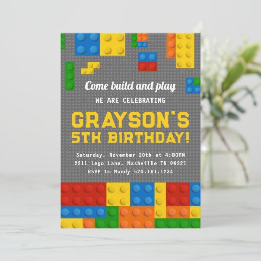Building Blocks Invitation, Blocks Birthday Party Invitation | Zazzle