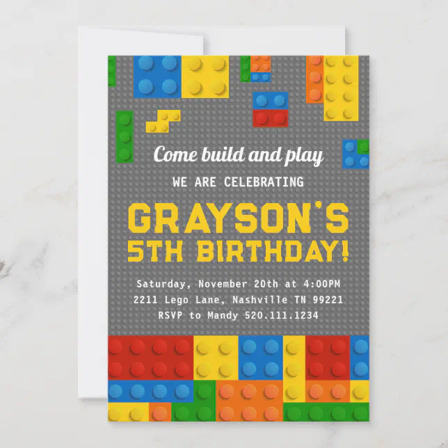 Building Blocks Invitation, Blocks Birthday Party Invitation | Zazzle