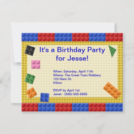 Building Blocks Invitation in Primary Colors | Zazzle