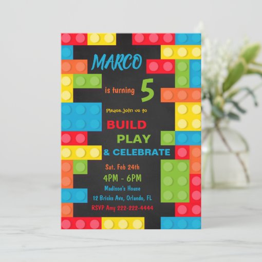 Building Blocks Invitations, Bricks Invitations | Zazzle